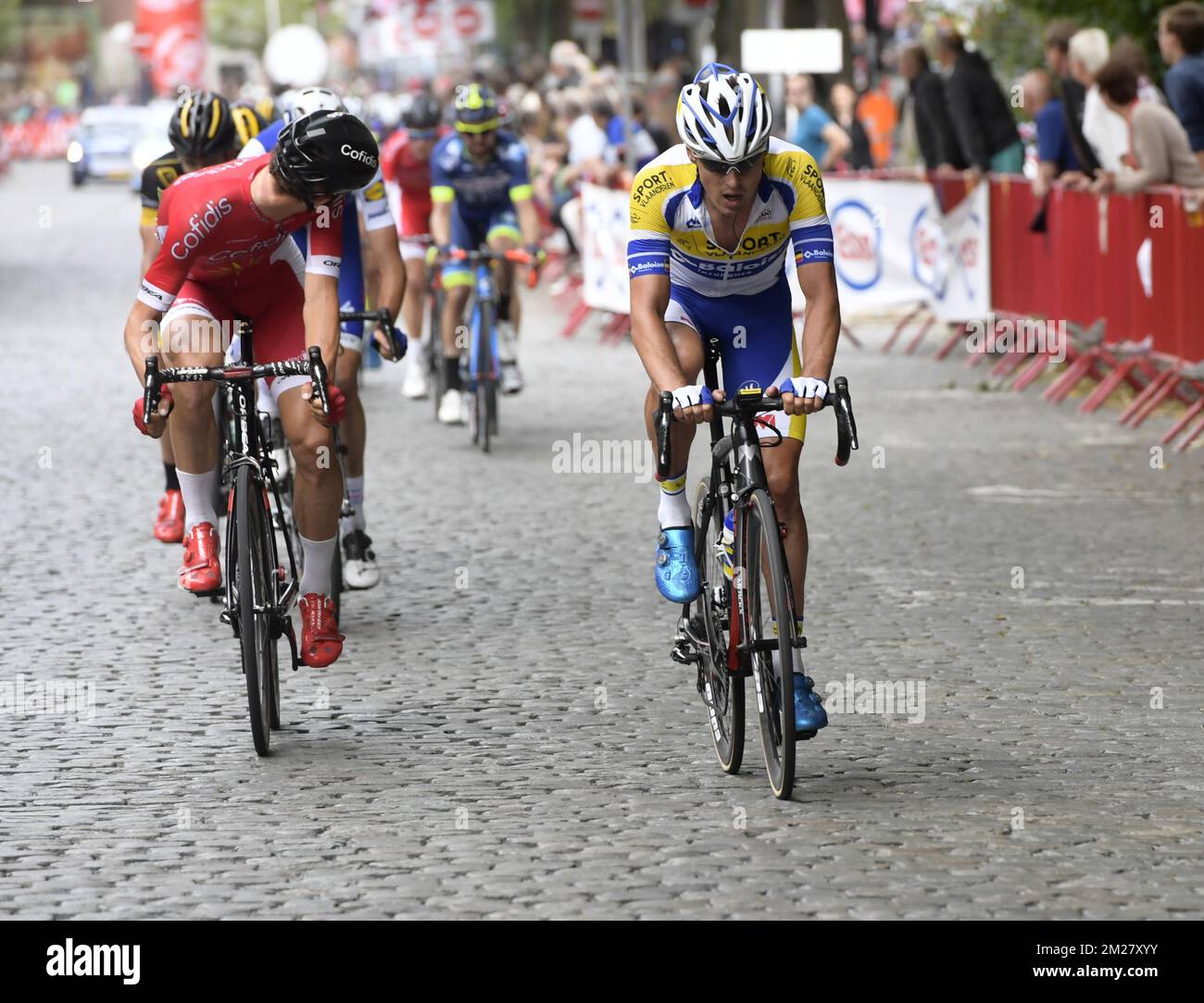 Illustration picture shows the pack of riders in action during the men ...