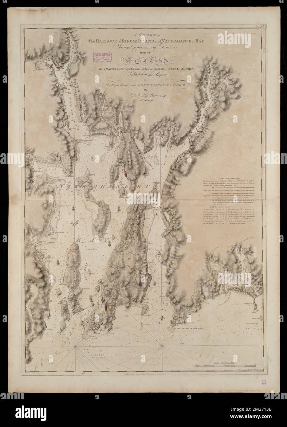 A chart of the harbour of Rhode Island and Narraganset Bay , Nautical ...