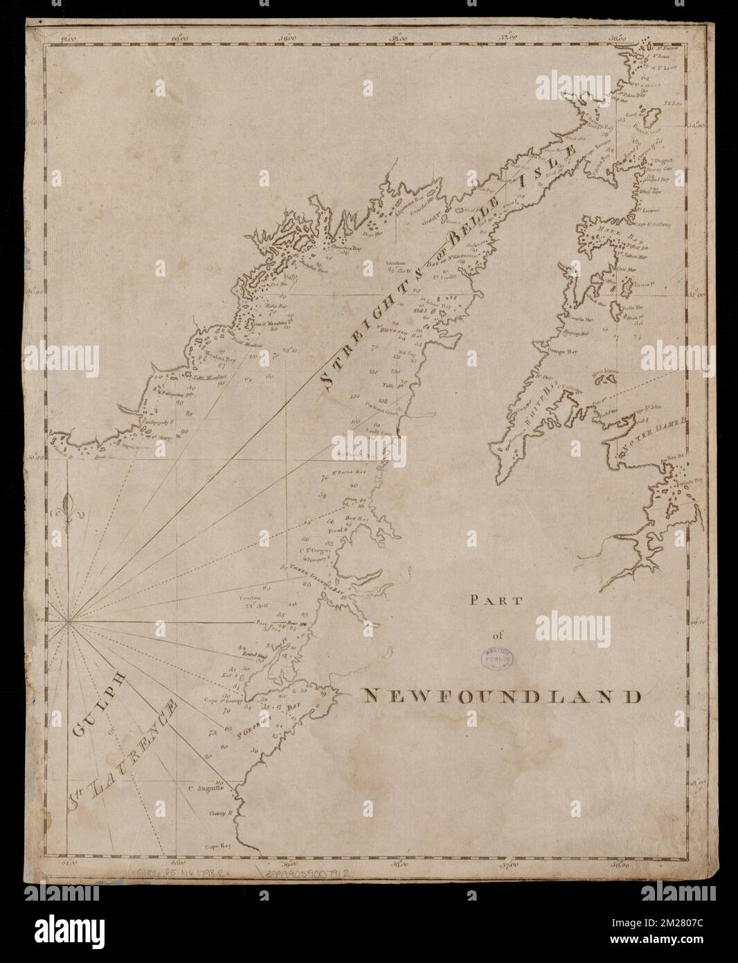 Chart of the streights of Belle Isle , Coasts, Newfoundland and ...
