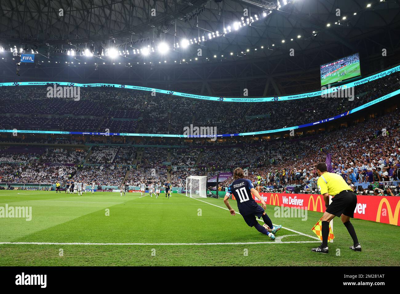 Doha, Qatar. 13th Dec, 2022. Luka Modric of Croatia takes a corner kick ...