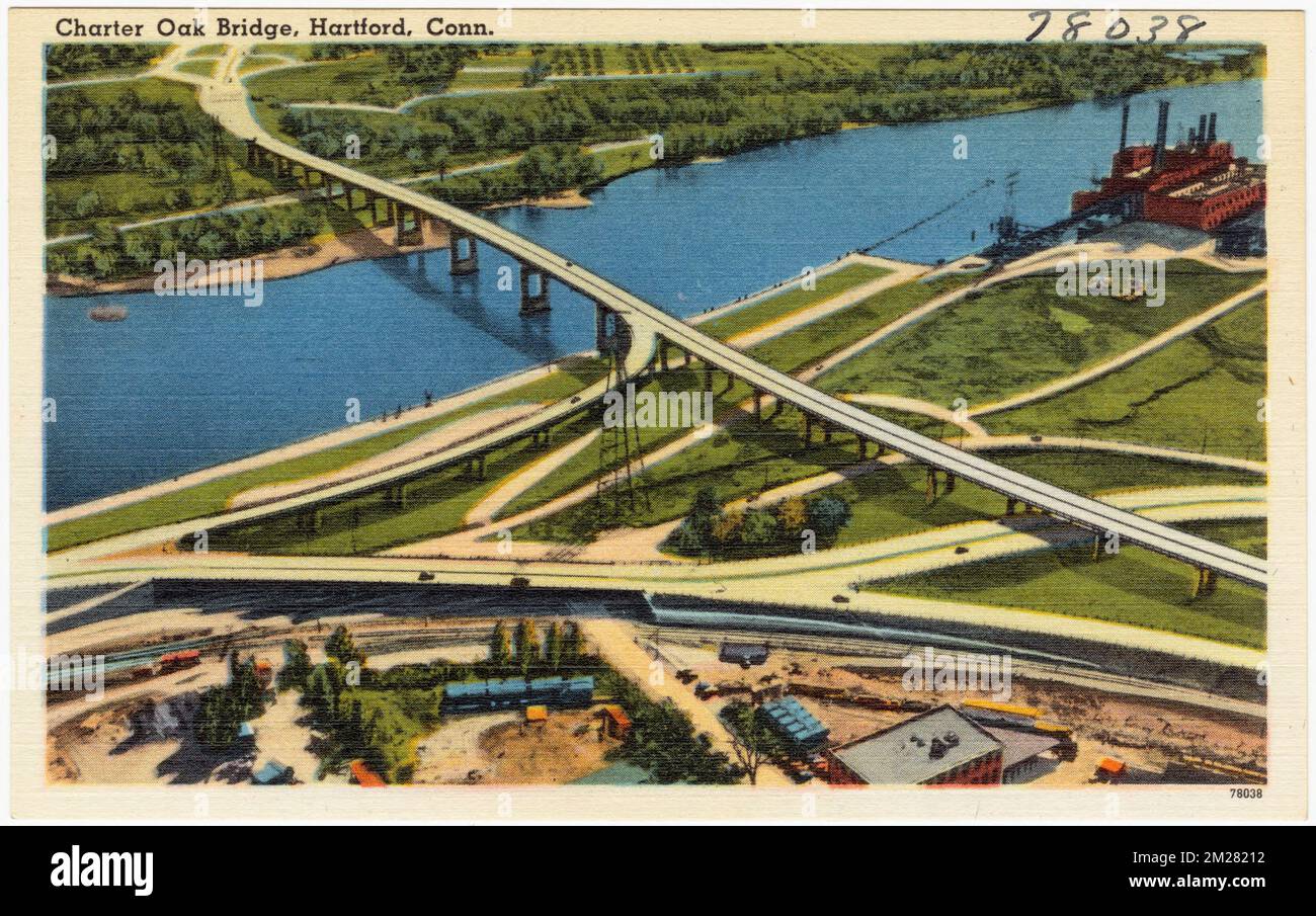 Charter Oak Bridge, Hartford, Conn. , Bridges, Tichnor Brothers ...