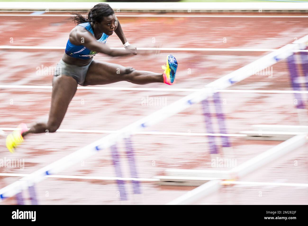 Belgian Anne Zagre pictured in action during the women's 100m hurdles ...