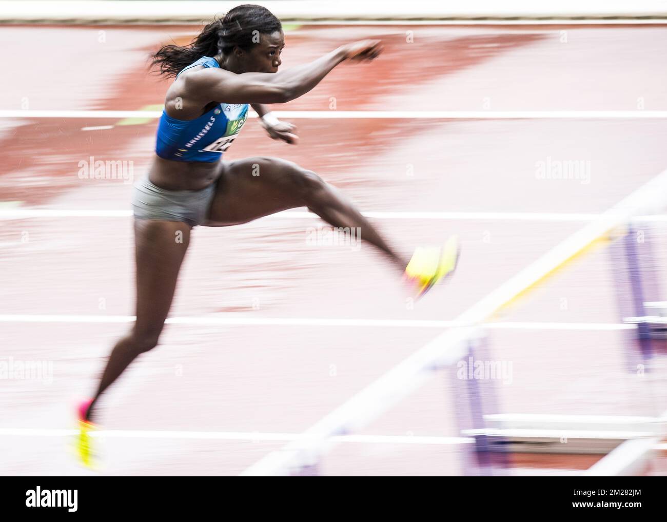 Belgian Anne Zagre pictured in action during the women's 100m hurdles ...