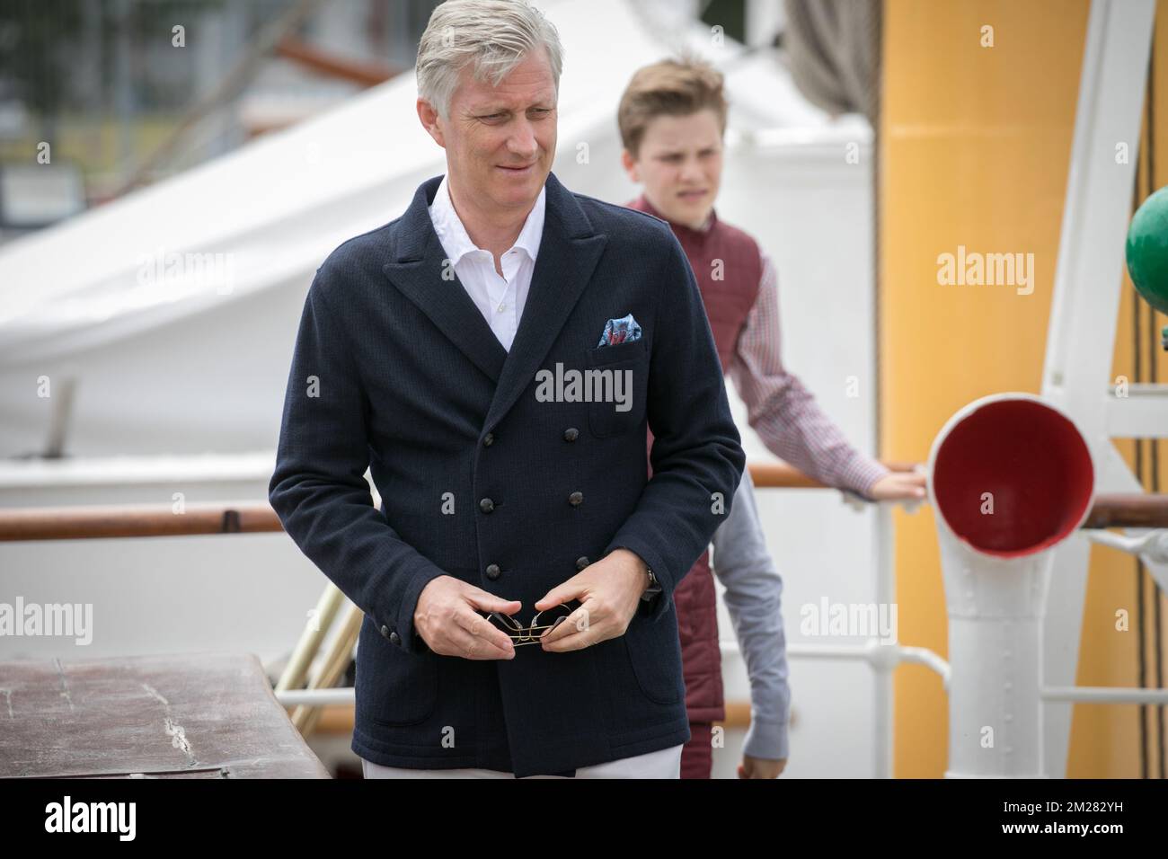 King Philippe - Filip of Belgium and Prince Gabriel pictured during a ...