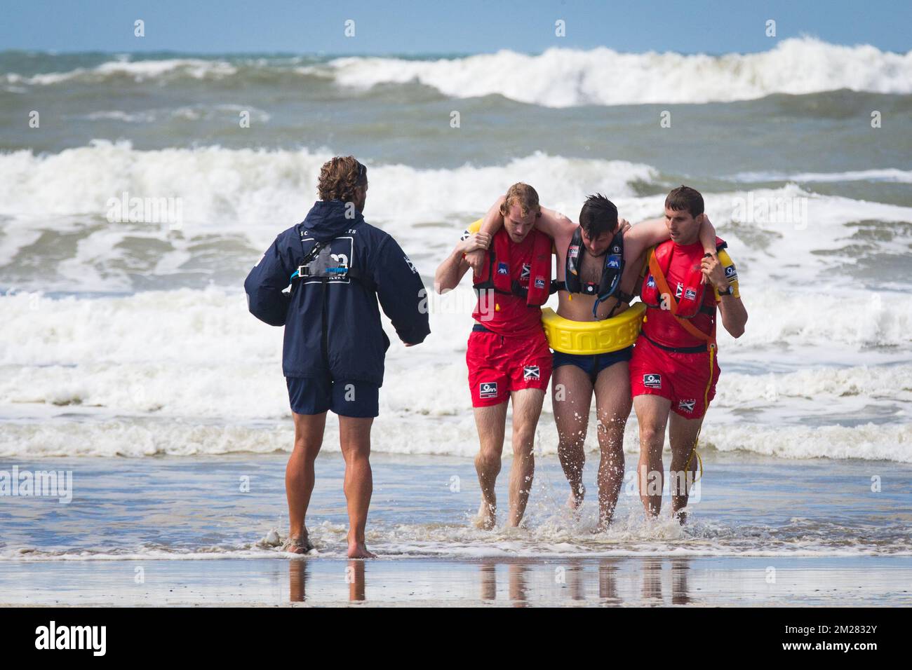 Illustration picture shows lifeguards during a rescue exercice, part of ...