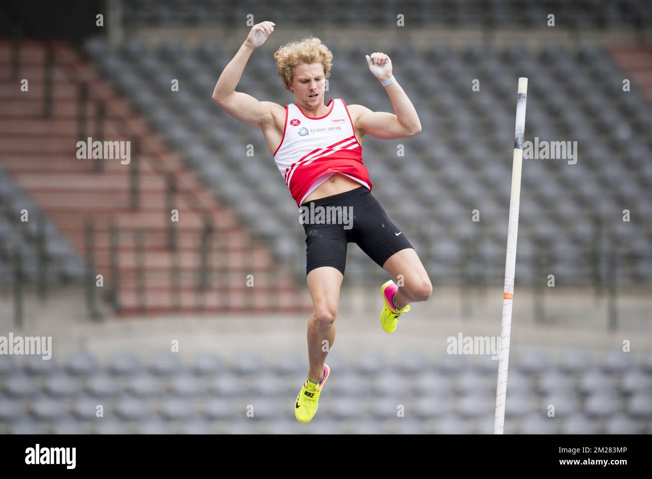 Belgian Ben Broeders pictured in action at the pole vault during on the ...