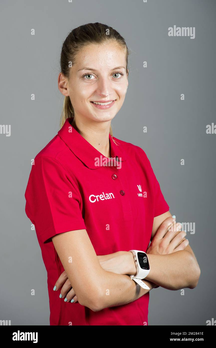 Justine Tinck poses for the photographer during a photoshoot at the ...