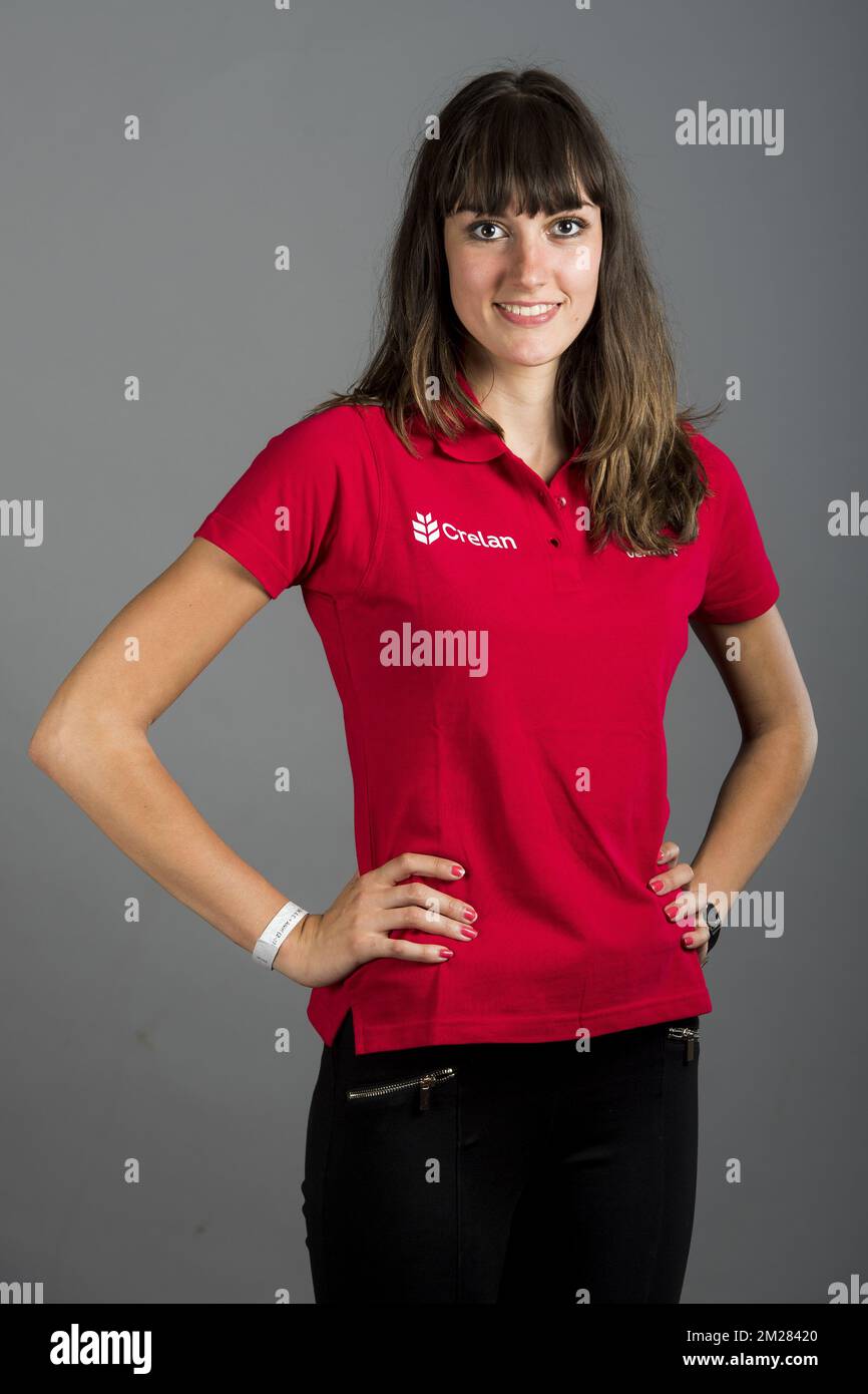 Claire Orcel poses for the photographer during a photoshoot at the ...