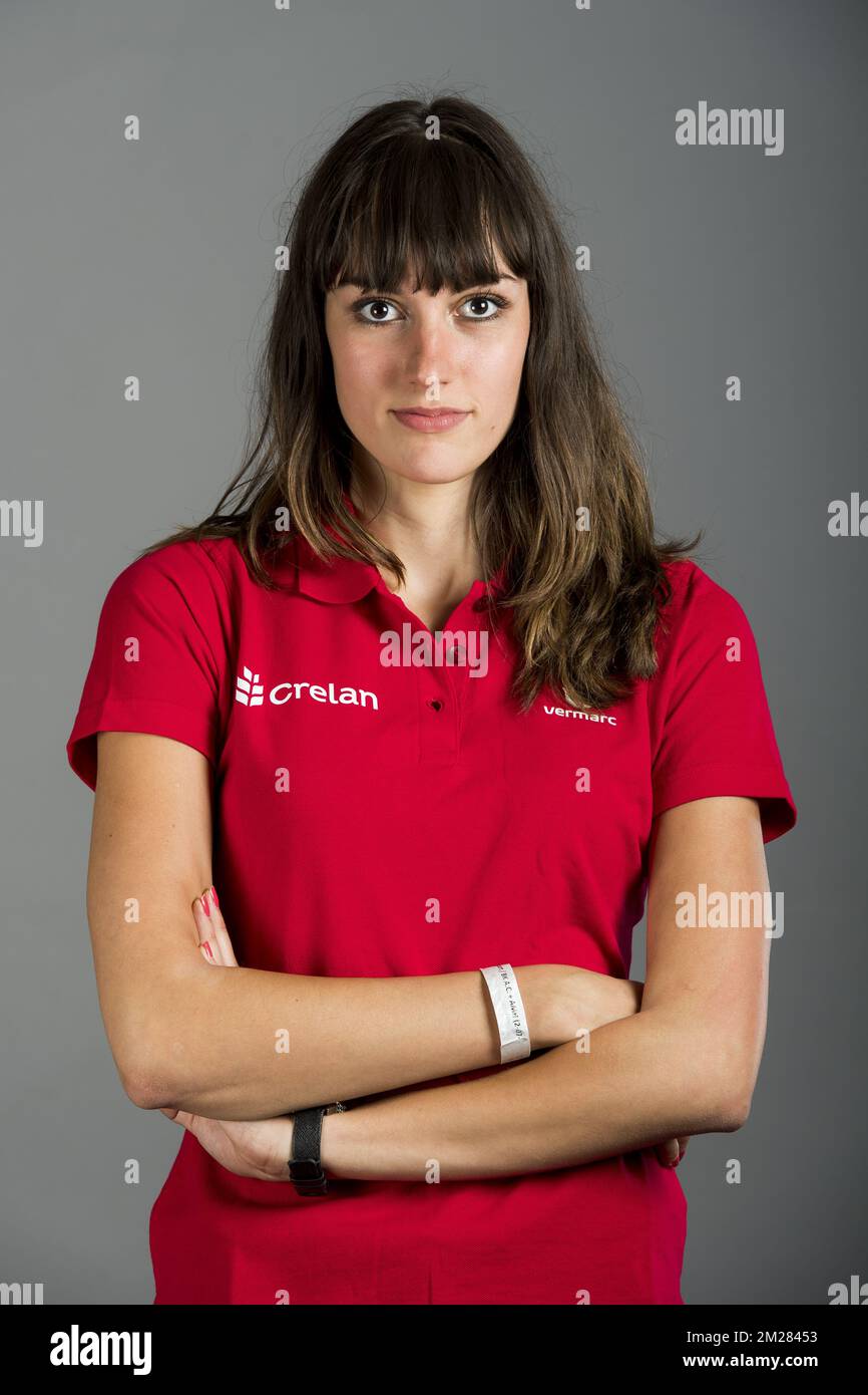 Claire Orcel poses for the photographer during a photoshoot at the ...