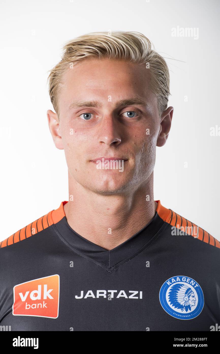 Gent's goalkeeper Jacob Rinne poses for photographer at the 2017-2018 ...