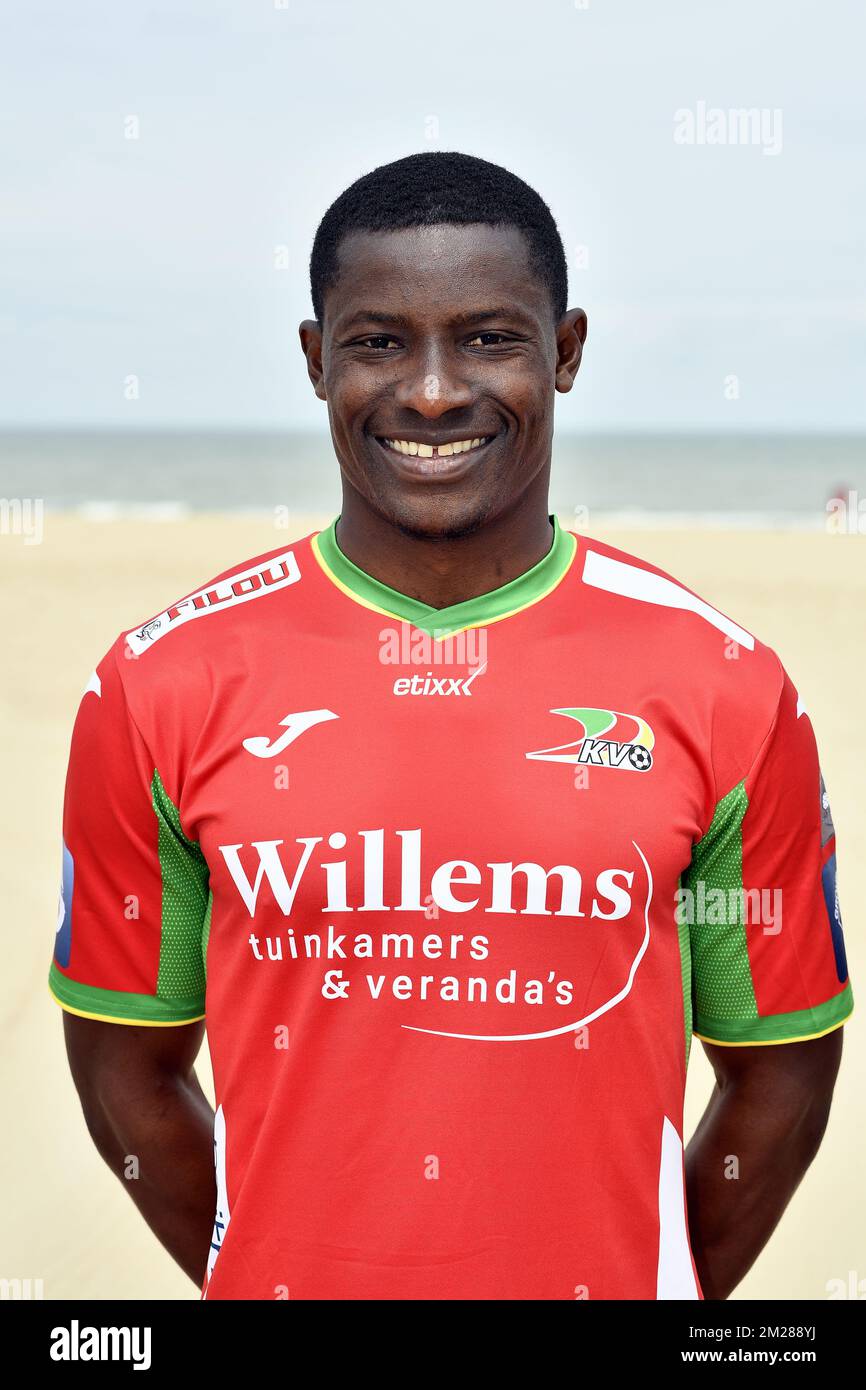 Oostende's Joseph Akpala poses for photographer at the 2017-2018 season ...