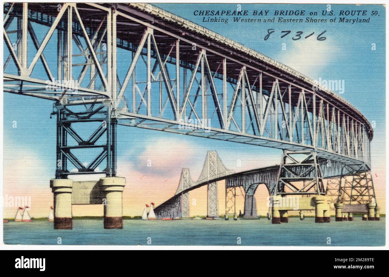 Chesapeake Bay Bridge on U. S. Route 50 linking western and eastern ...