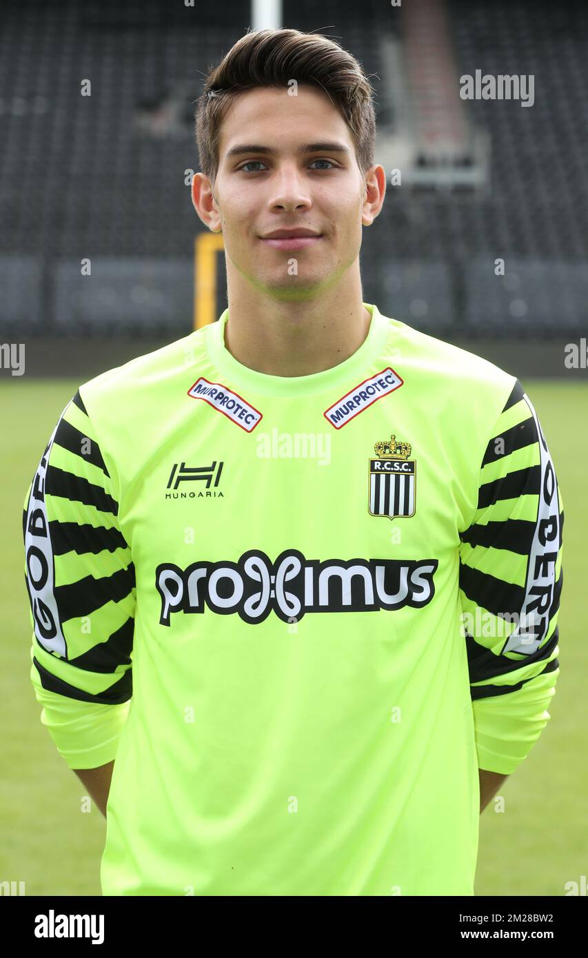 Charleroi's goalkeeper Valentin Baume poses for photographer at the ...