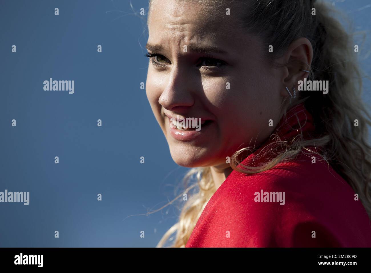 Dutch Laura De Witte celebrates after winning the bronze medal at the ...