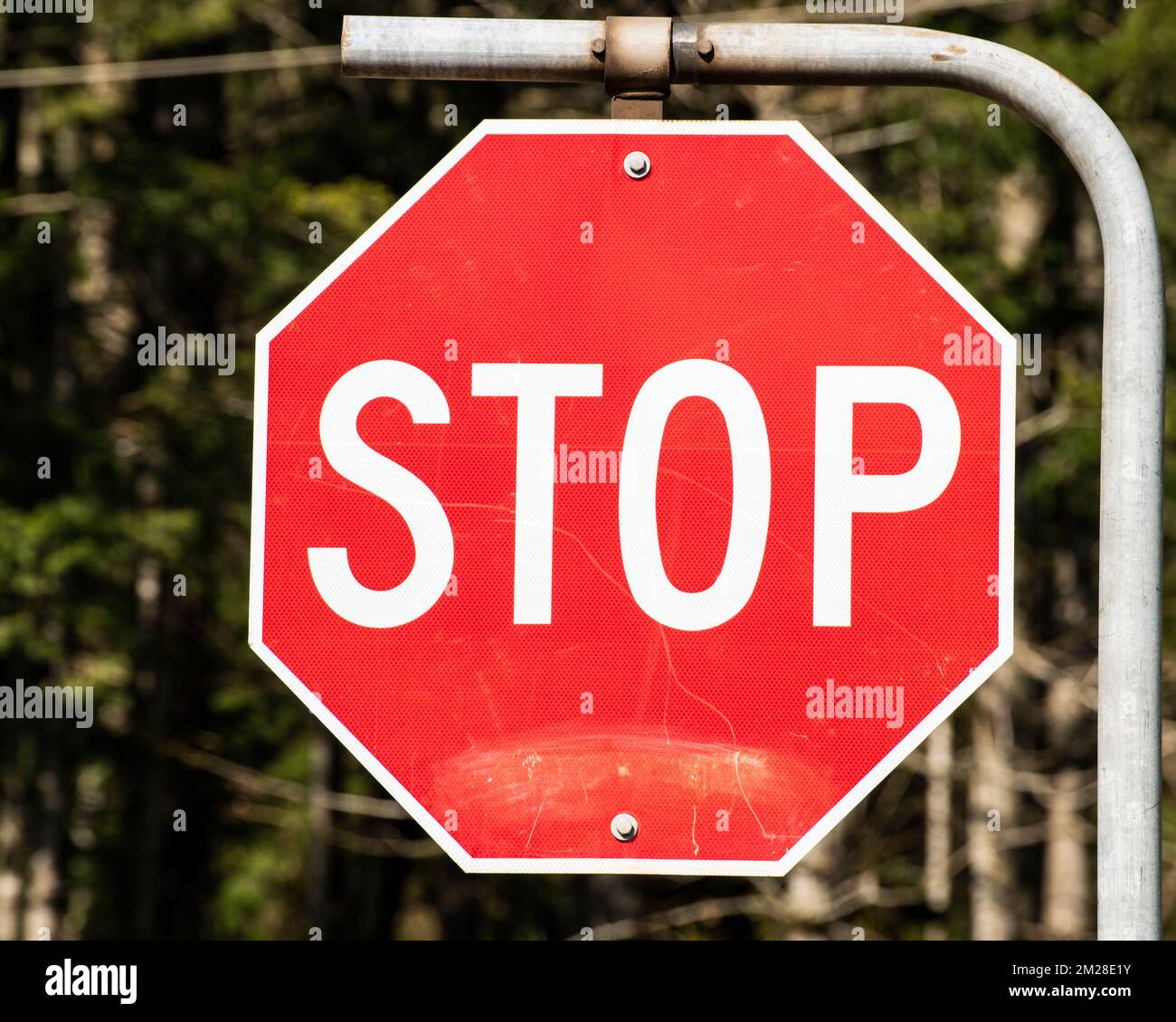 Stop sign at the highway junction in Hope, British Columbia, Canada ...