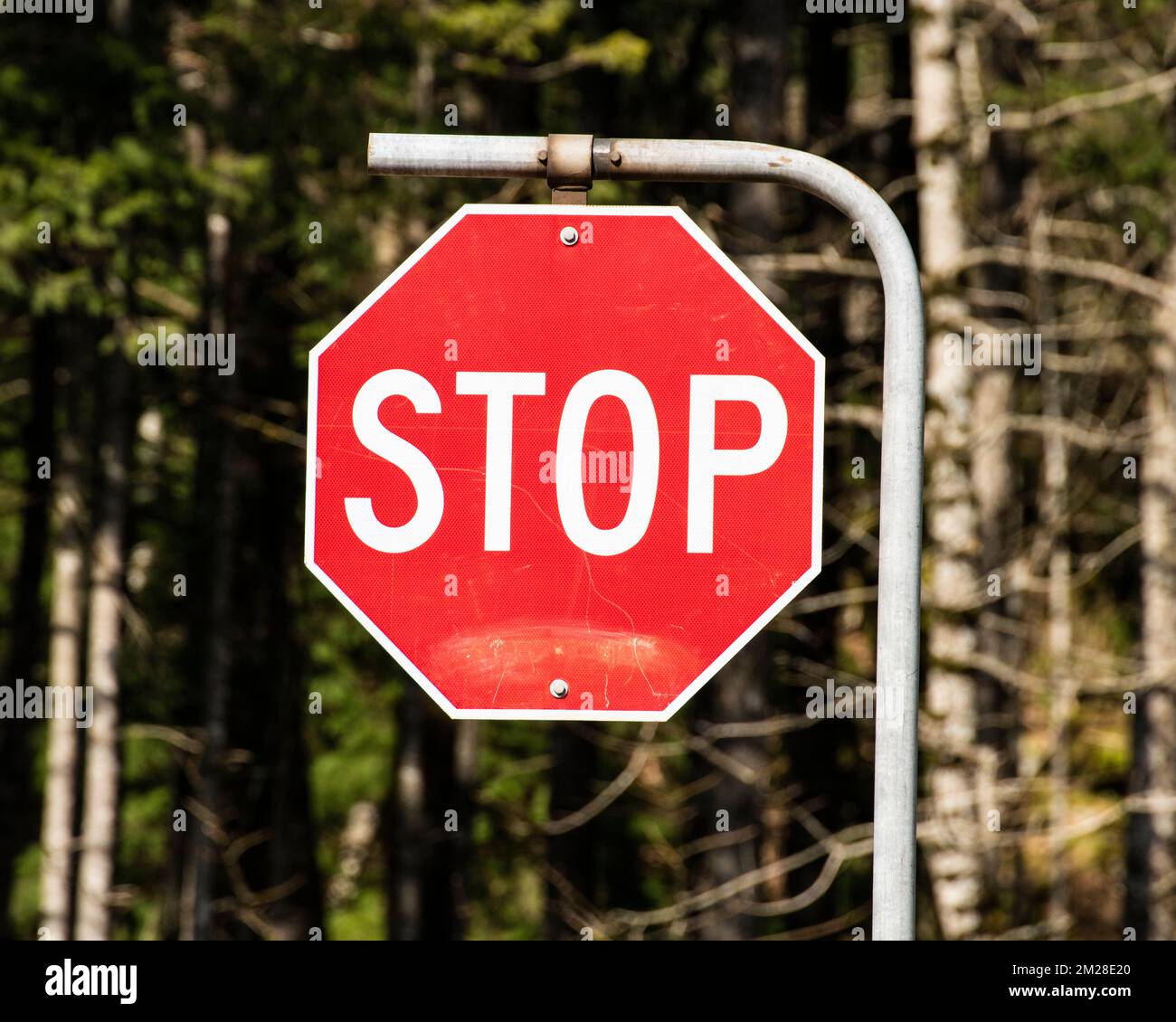 Stop sign at the highway junction in Hope, British Columbia, Canada ...