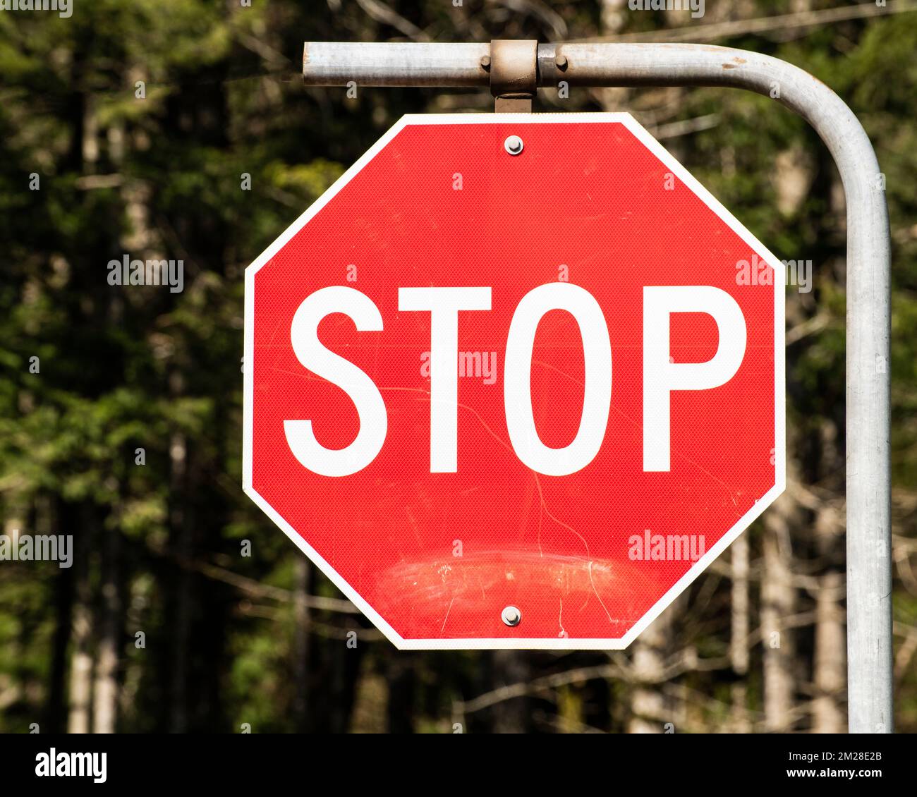 Stop sign at the highway junction in Hope, British Columbia, Canada ...