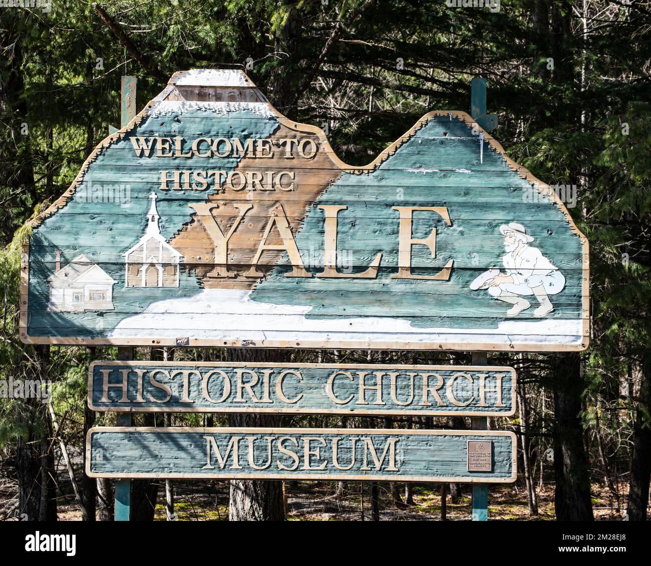 Welcome to historic Yale sign in Yale, British Columbia, Canada Stock ...