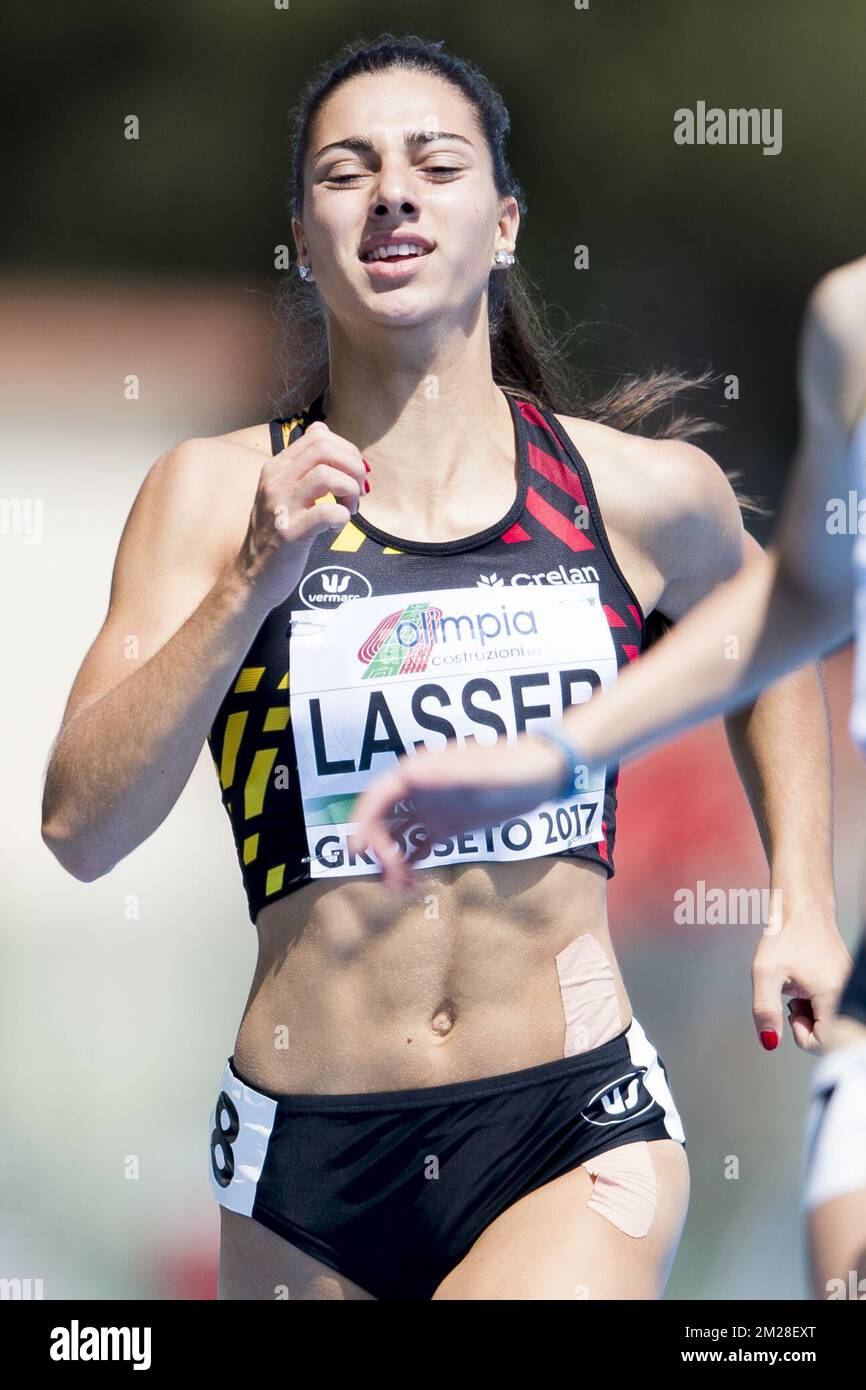 Belgian Elise Lasser pictured in action during the women's 400m on the ...