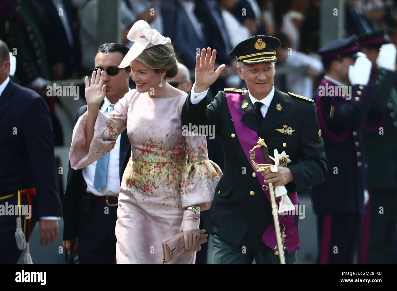 Queen Mathilde of Belgium and King Philippe - Filip of Belgium wave to ...