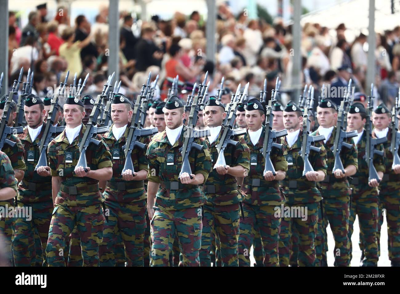 Illustration picture shows military soldiers during the military parade ...