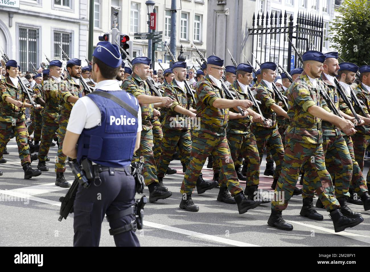 Illustration picture shows military soldiers marching during the ...