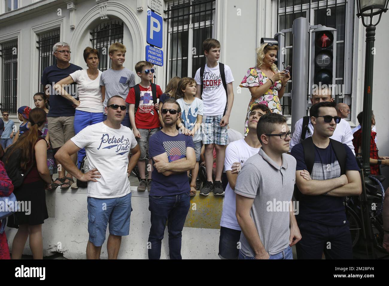 Illustration picture shows the crowd watching the military parade on ...