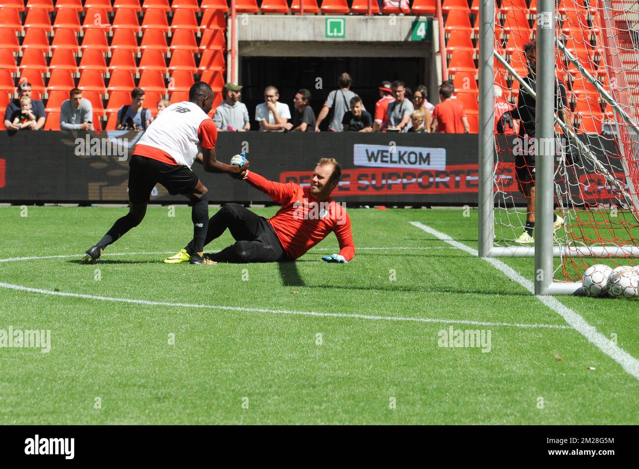 Standard's players pictured in action at the fan day of Belgian first ...