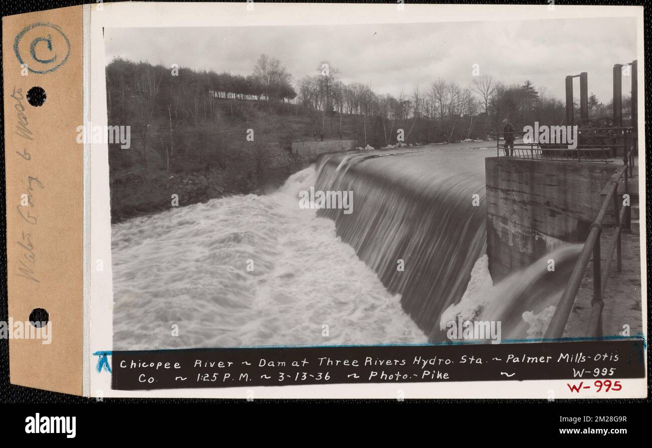 Chicopee River, dam at Three Rivers hydroelectric station, Three Rivers ...