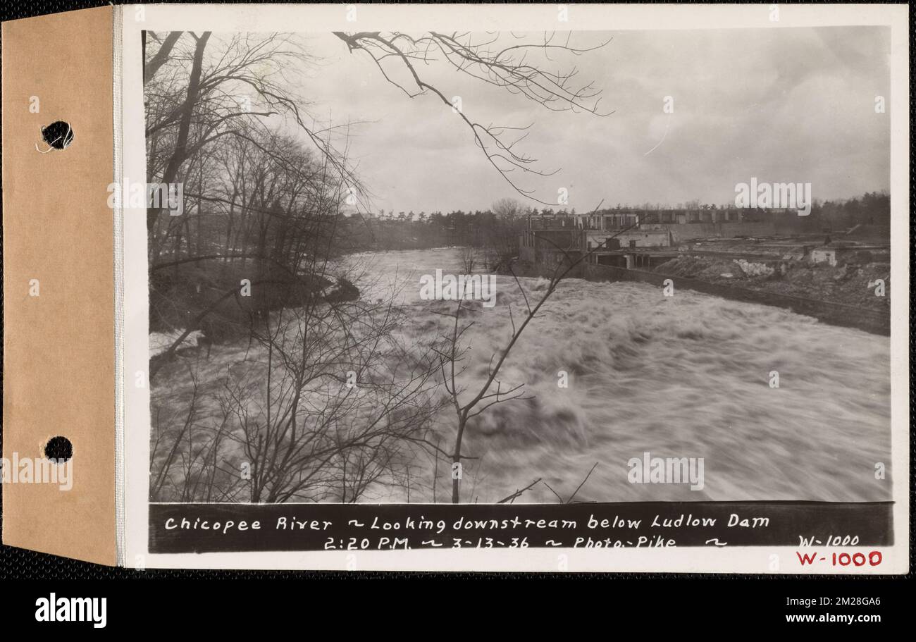 Chicopee River, looking downstream below Ludlow dam, Ludlow, Mass., 2: ...