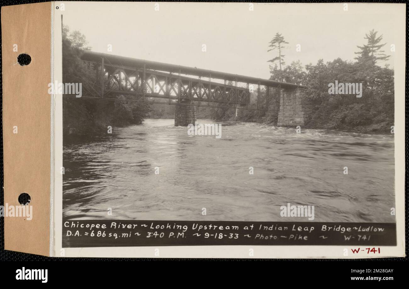 Chicopee River, looking upstream at Indian Leap Bridge, drainage area ...
