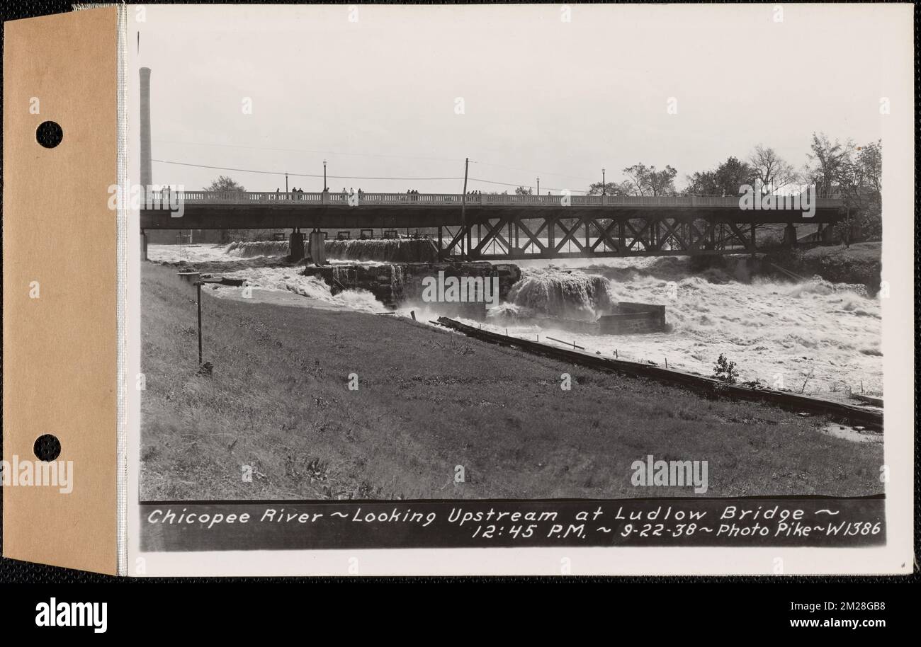 Chicopee River, looking upstream at Ludlow bridge, Ludlow, Mass., 12:45 ...