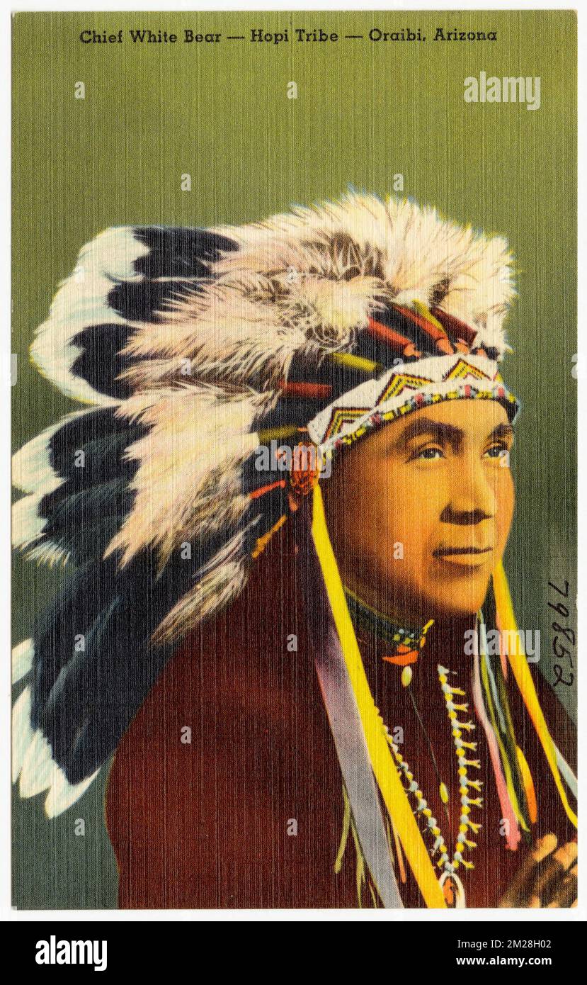 Chief White Bear- Hopi Tribe- Oraibi, Arizona , Tichnor Brothers ...