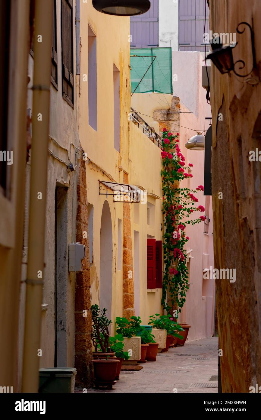 Old Town Chania in Souda Bay, Greece on the Island of Crete Stock Photo ...