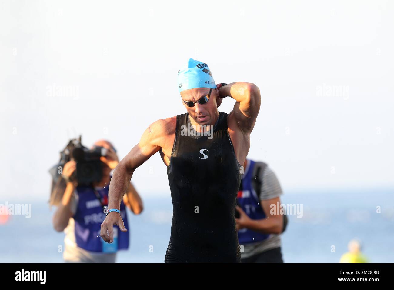 Belgian Frederik Van Lierde pictured in action at the swim exit during ...