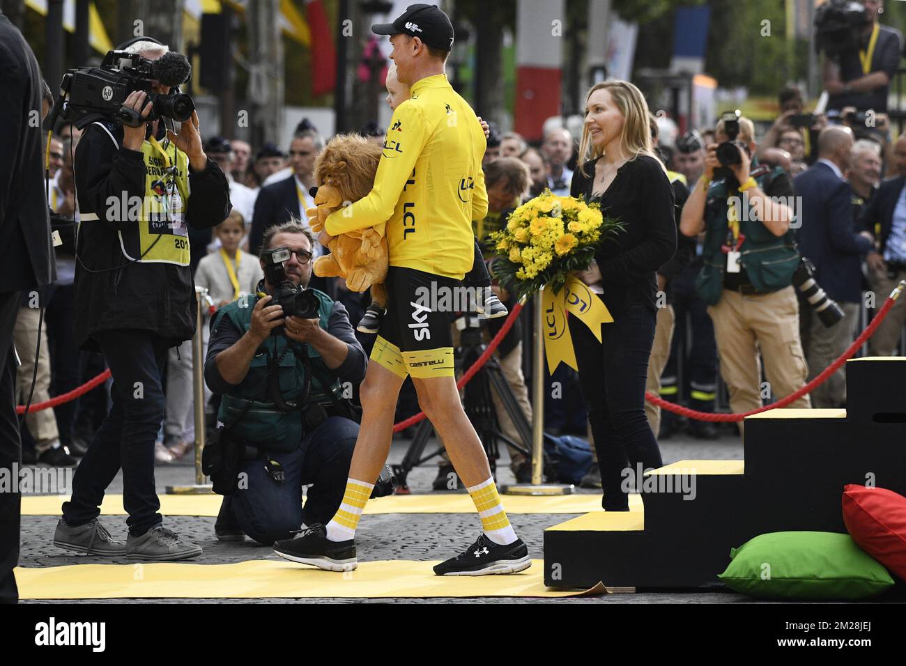 British Chris Froome of Team Sky and his wife Michelle Cound pictured ...