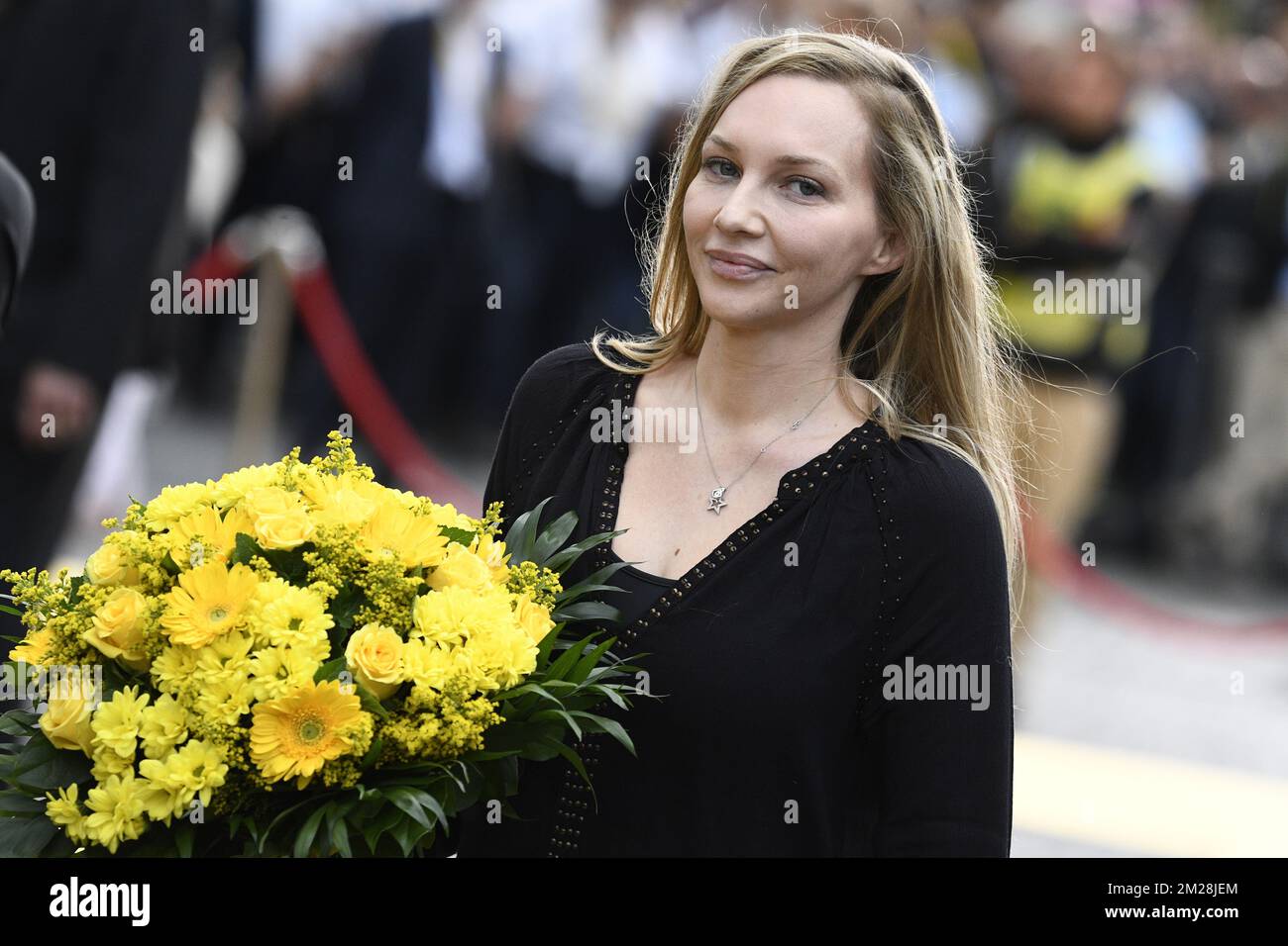 British Chris Froome of Team Sky's wife Michelle Cound after the 104th ...