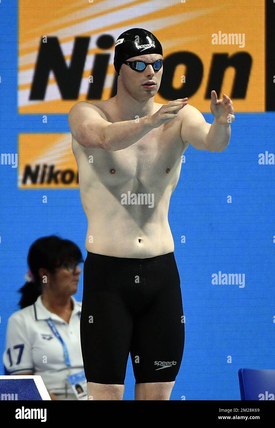 Belgian swimmer Louis Croenen pictured in action during the heats of ...