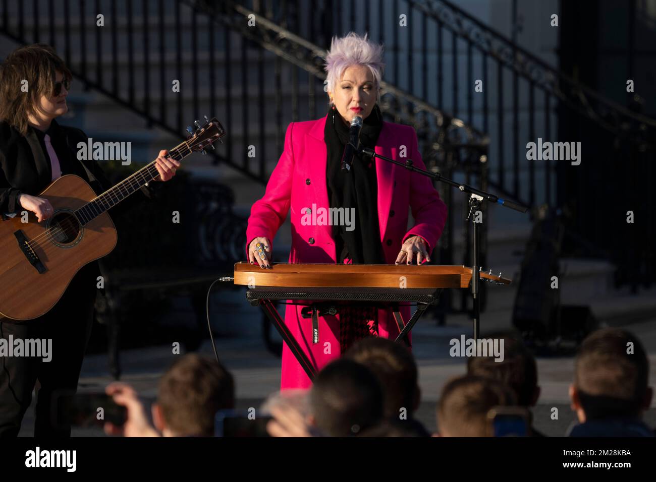 Singer Cyndi Lauper and guitarist Alex Nolan perform in a ceremony with ...