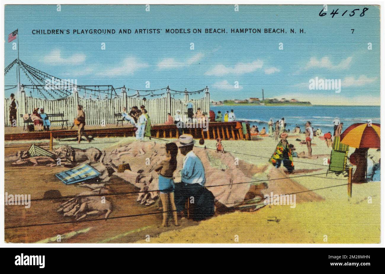 Children's Playground and artists' models on beach, Hampton Beach, N.H ...
