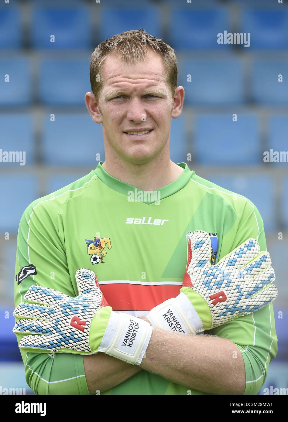 Westerlo's goalkeeper Kristof Van Hout poses for the photographer ...