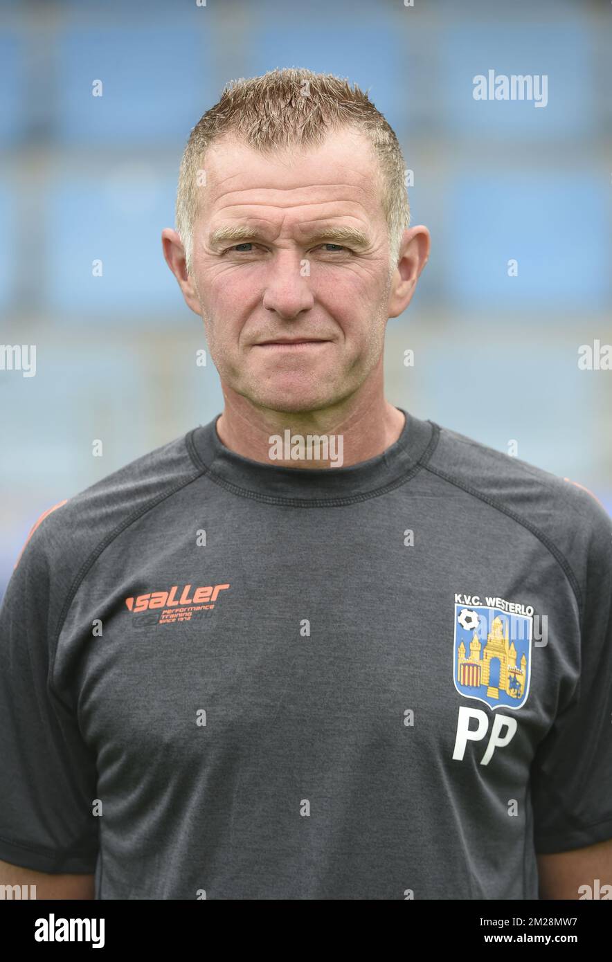 Westerlo's goalkeeper coach Paul Peeters poses for the photographer ...