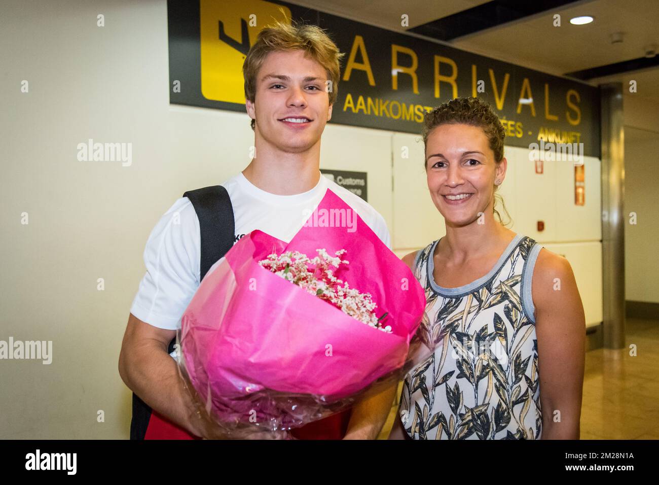 Belgian acrobatic gymnast Robin Casse and family pose for the ...