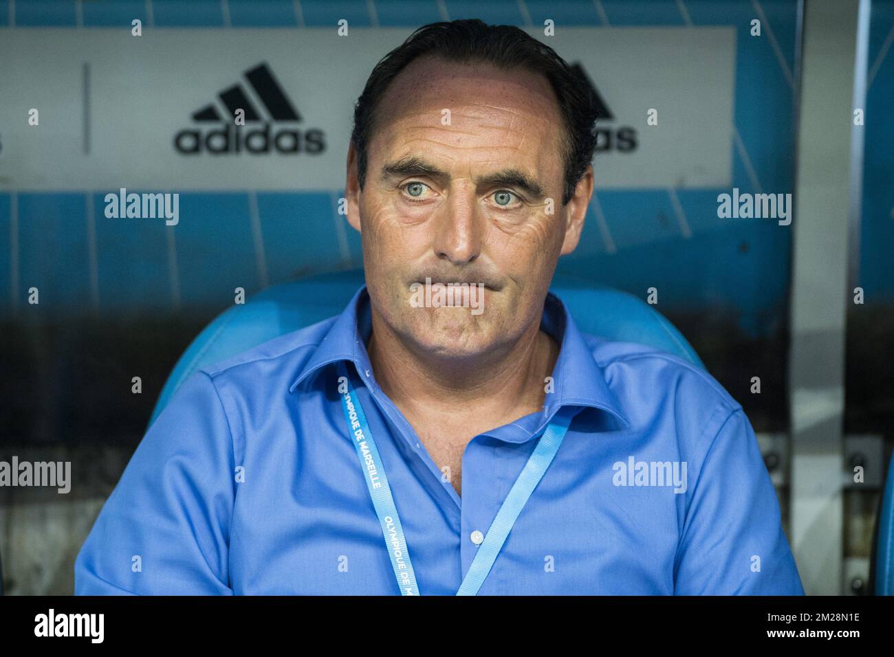 a soccer game between French club Olympique de Marseille and Belgian ...