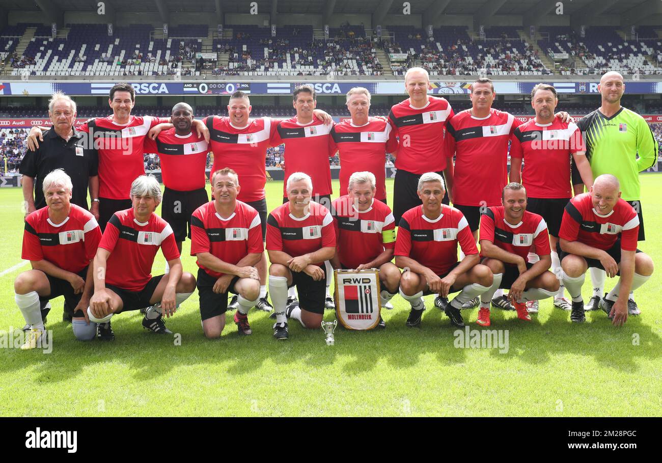 RWDM players pictured at the start of a derby Legends game between RSCA ...