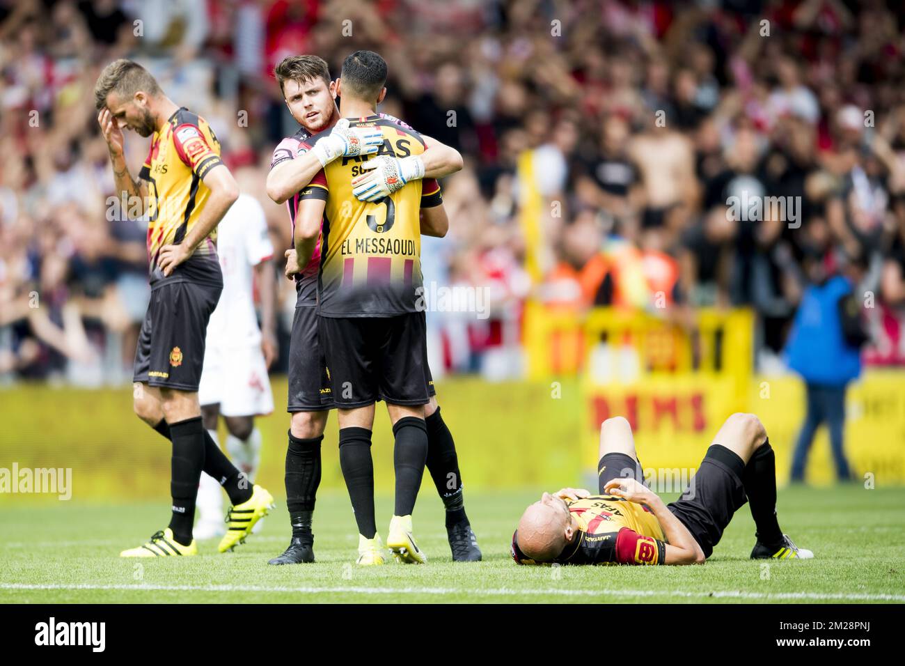 Mechelen's goalkeeper Colin Coosemans, Mechelen's Ahmed El Messaoudi ...