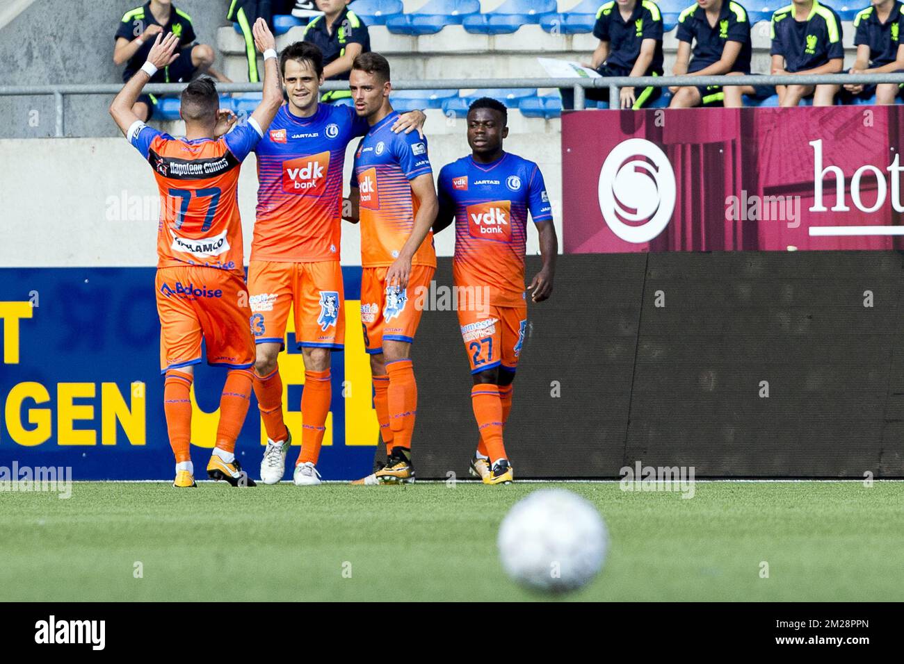 Gent's Franko Andrijasevic (C) celebrates with teammates after scoring ...