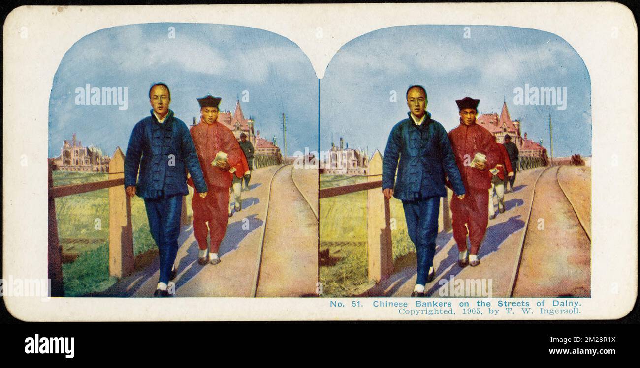 Chinese bankers on the streets of Dalny , Bankers Stock Photo - Alamy