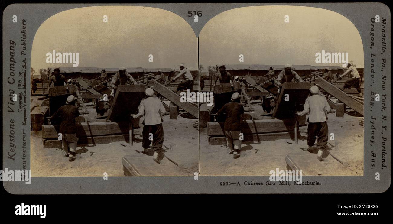 Chinese sawmill, Manchuria , Sawmills, Lumber, Laborers Stock Photo - Alamy