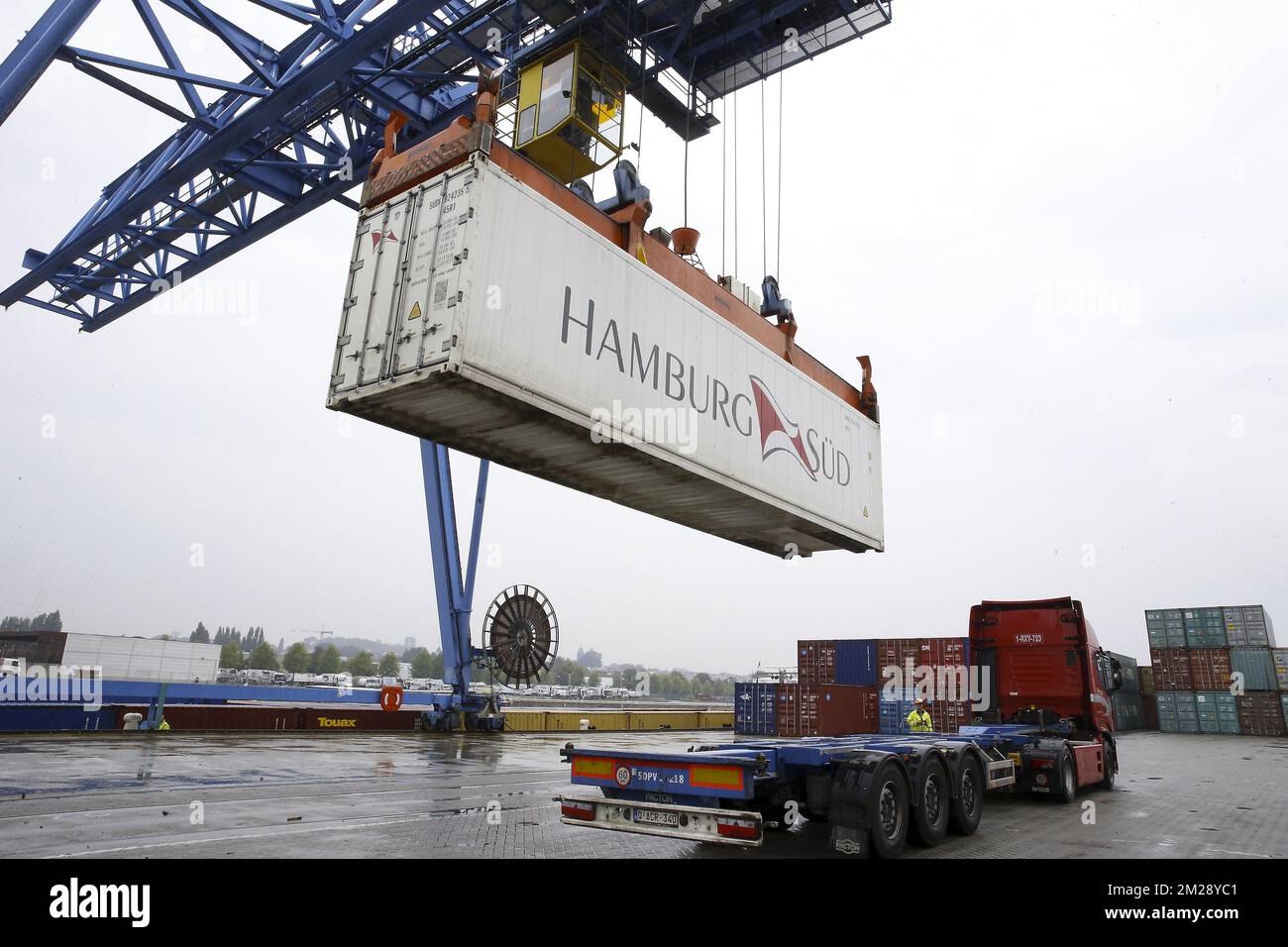 Illustration picture shows the arrival of the first ship with fresh ...